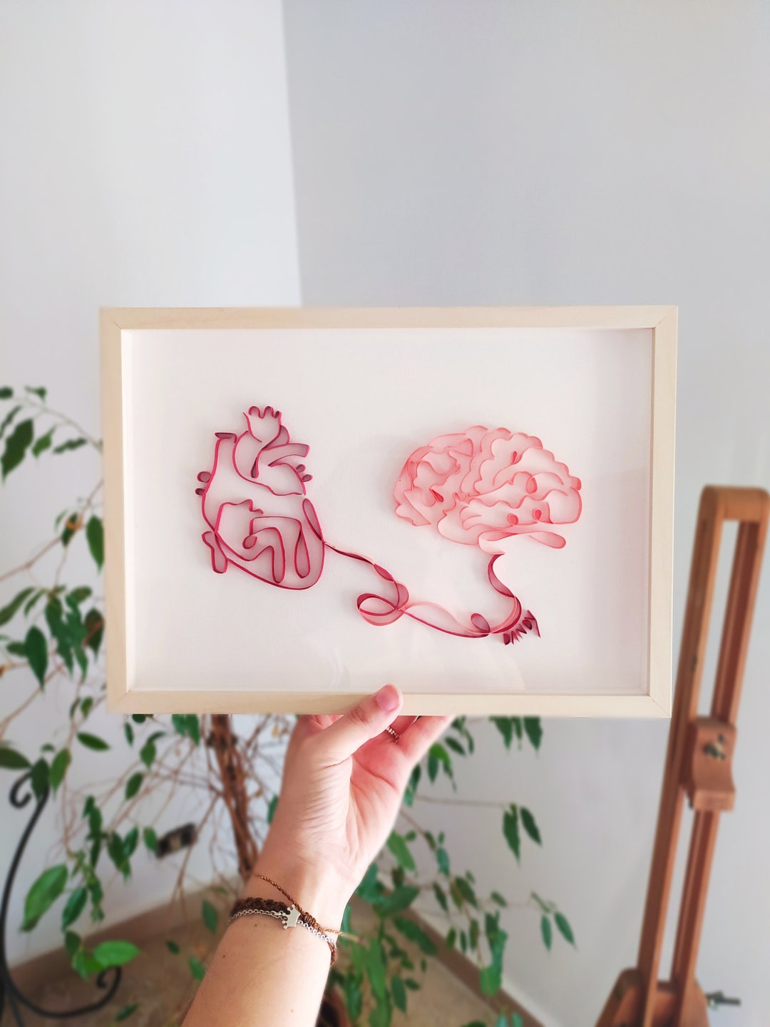 Anatomical Heart Picture, Anatomical Brain, Wood Frame, Quilling 3D Art ...