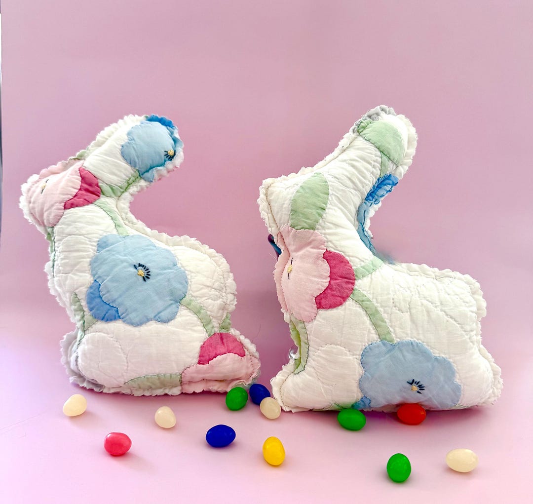 Stuffed Fabric Bunny Upcycled Quilt Bunny Quilt Bunny Fabric Easter ...