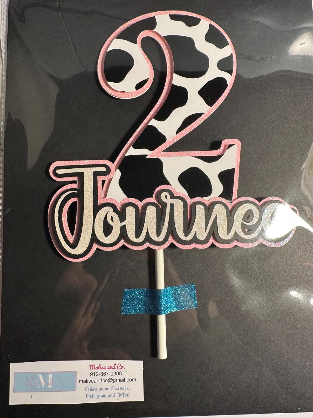 Cow Print Birthday Cake Topper Age and Name - Etsy