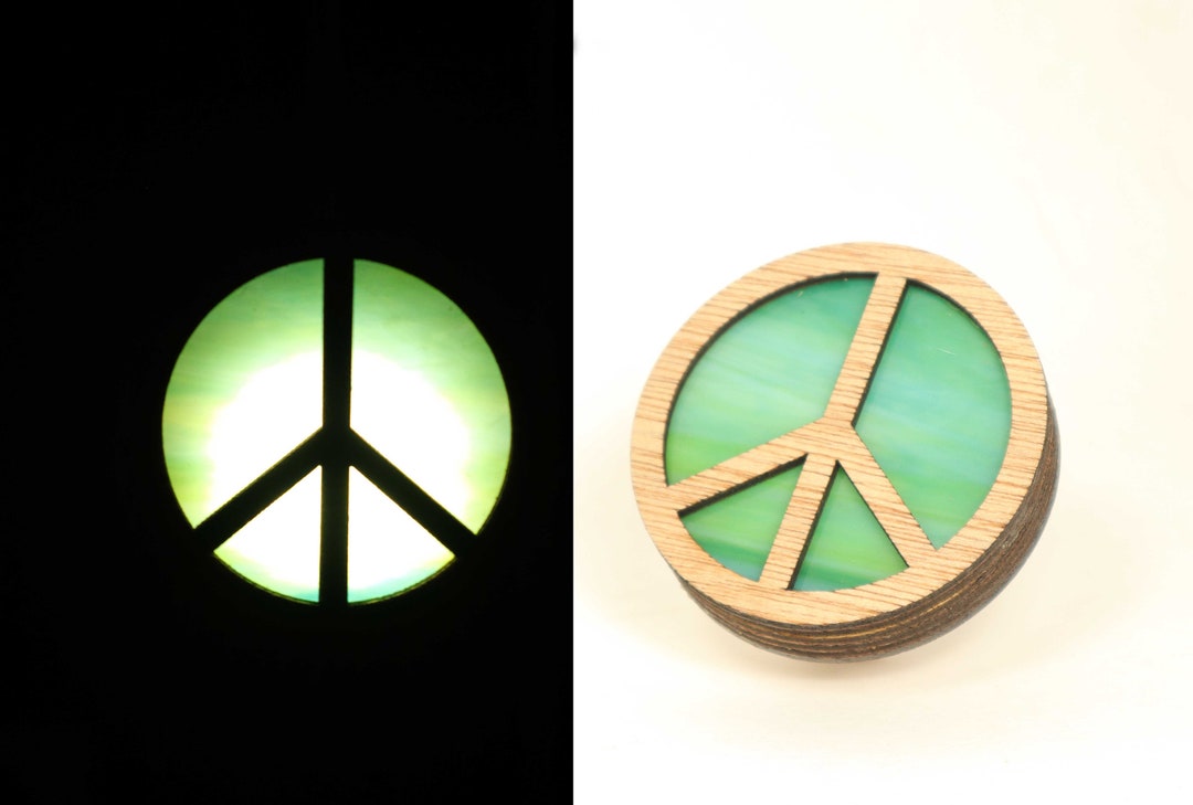 Peace Sign Stained Glass Night Light Auto Darkness Sensing LED - Etsy