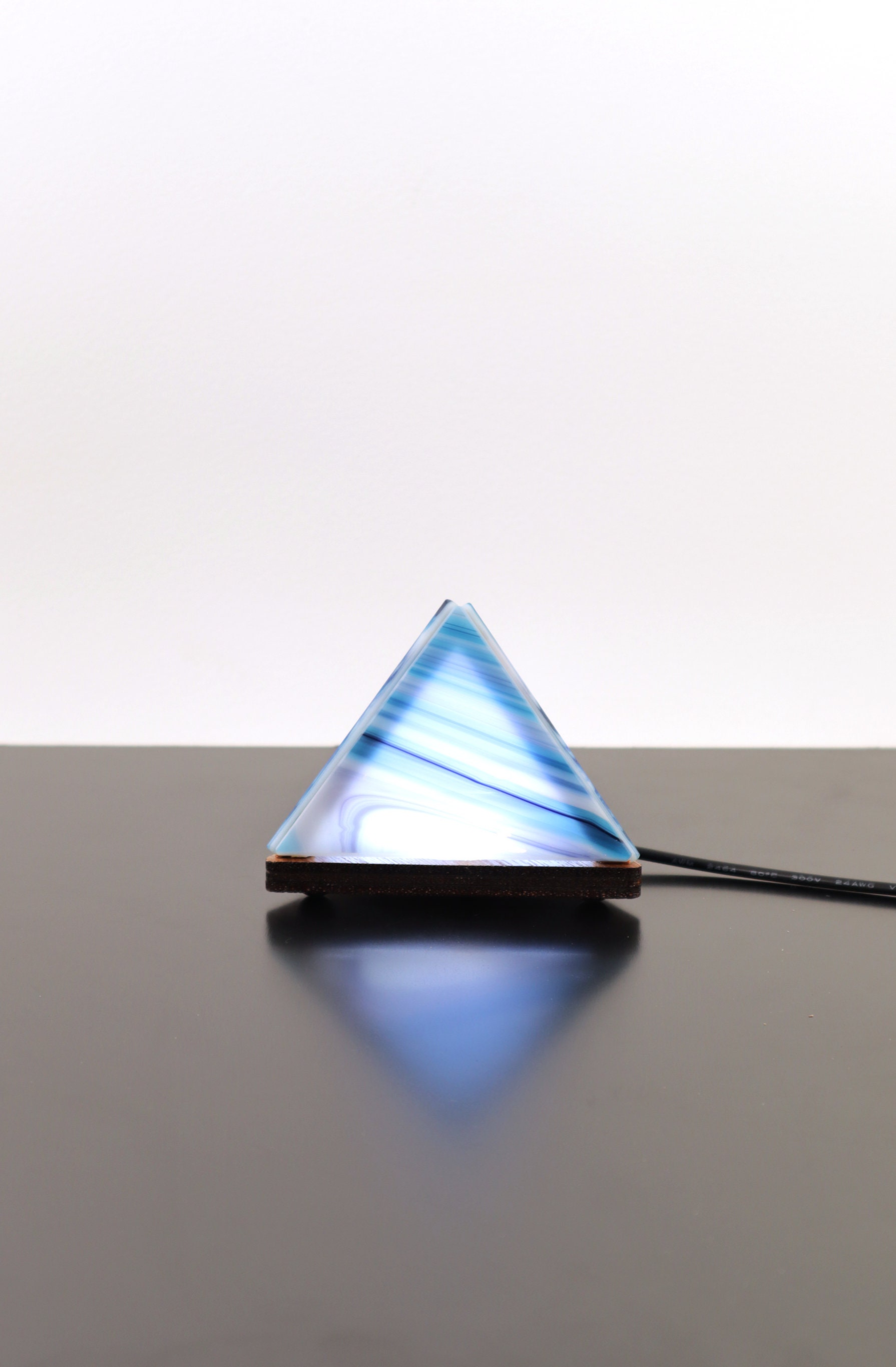 Stained Glass Pyramid Lamp Mixed Blue USB Powered Dimmable - Etsy
