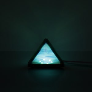 Stained Glass Pyramid Lamp Teal Wisp USB Powered Dimmable LED Accent ...