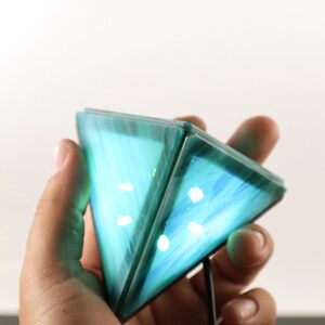 Stained Glass Pyramid Lamp Teal Wisp USB Powered Dimmable LED Accent ...