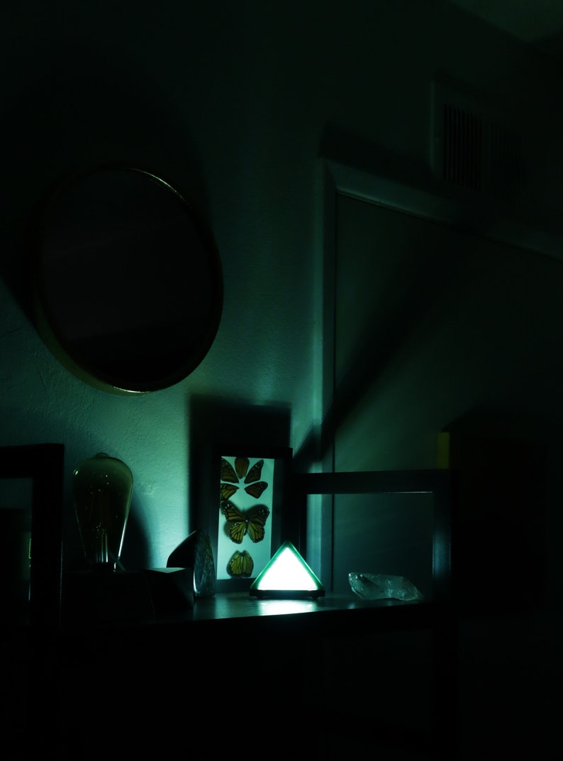 Stained Glass Pyramid Lamp Teal Wisp USB Powered Dimmable - Etsy
