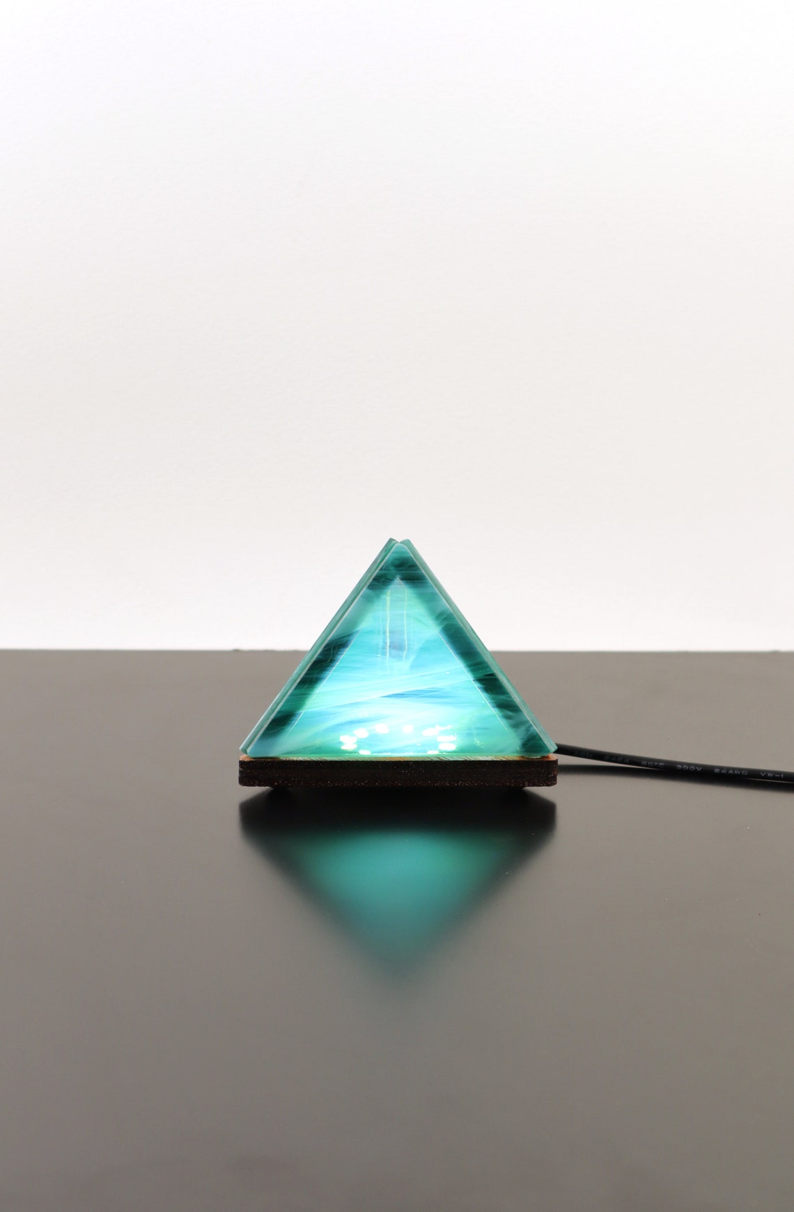 Stained Glass Pyramid Lamp Teal Wisp USB Powered Dimmable - Etsy