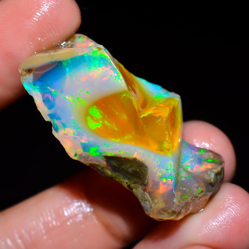 Natural Ethiopian Opal Rough Gemstone: Top Grade Fancy Shape for ...
