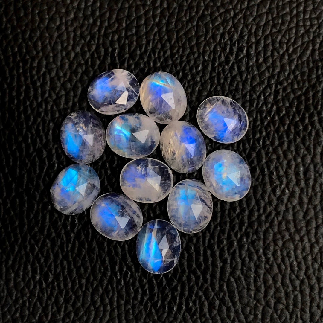 AAA Rainbow Moonstone, Rose Cut Oval Shape Faceted Rainbow Moonstone ...