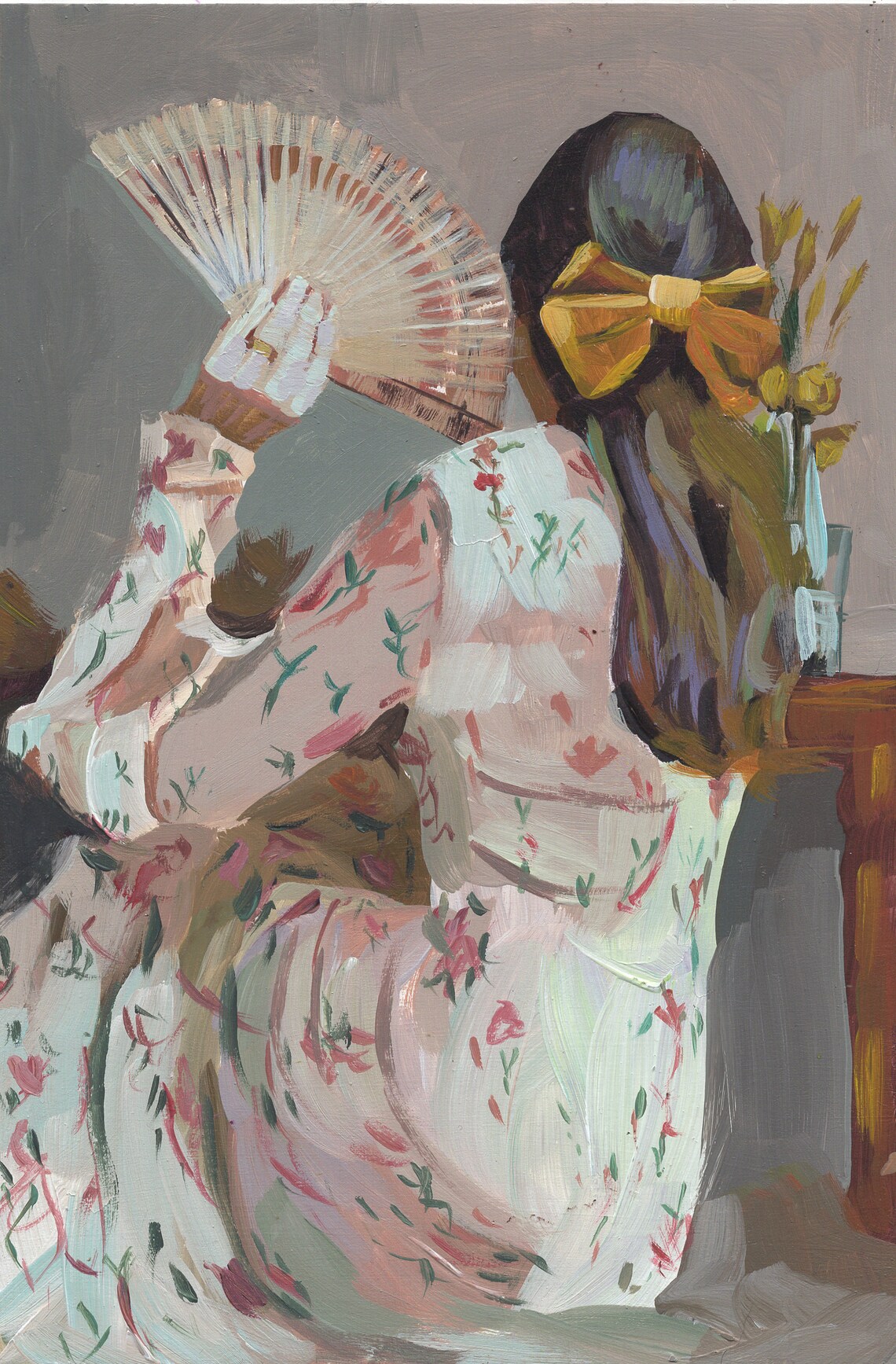 ORIGINAL acrylic woman holding fan painting colorful portrait | Etsy