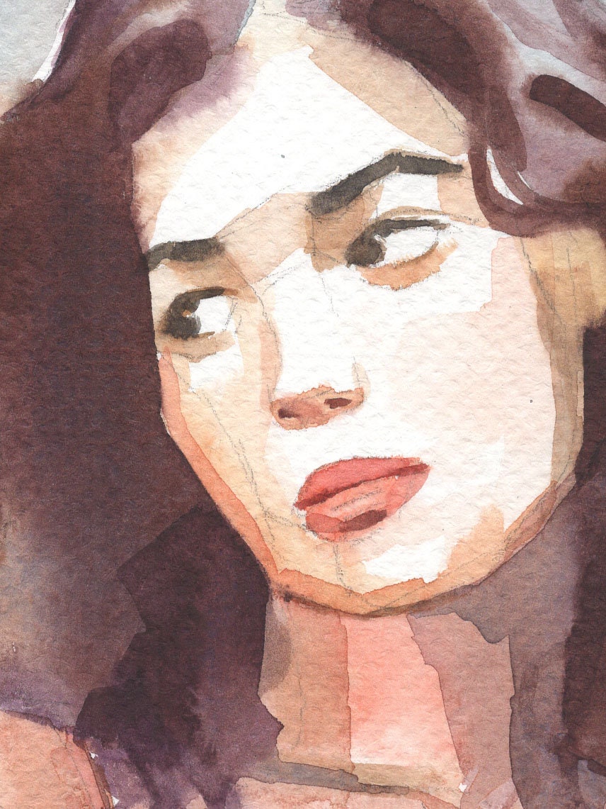 ORIGINAL Watercolor Portrait Painting Colorful Portrait Wall - Etsy