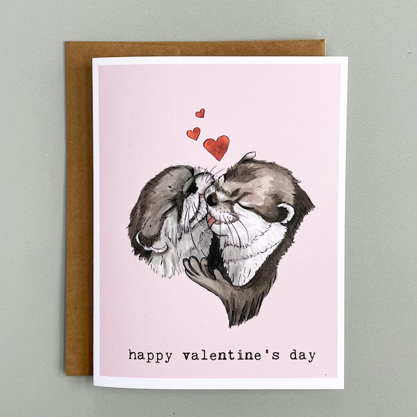 Otter Valentine Card - Etsy