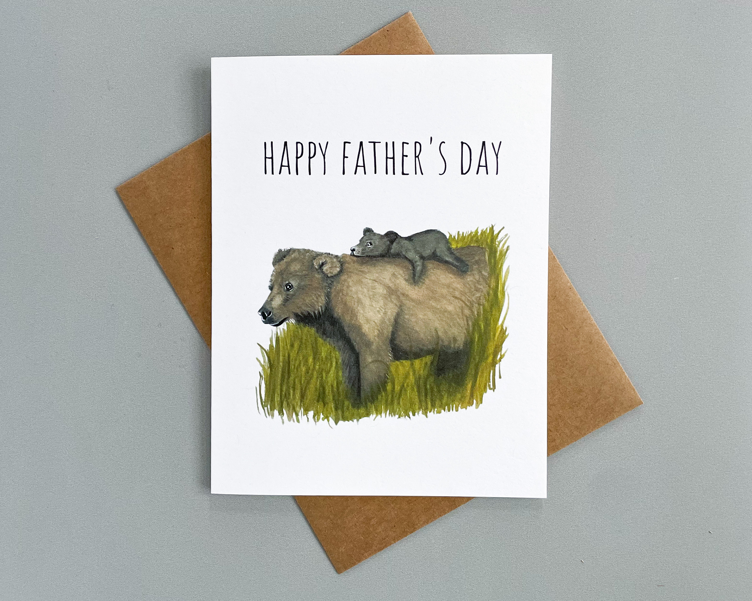 Papa Bear Fathers Day Card Watercolor Bear and Cub Fathers - Etsy
