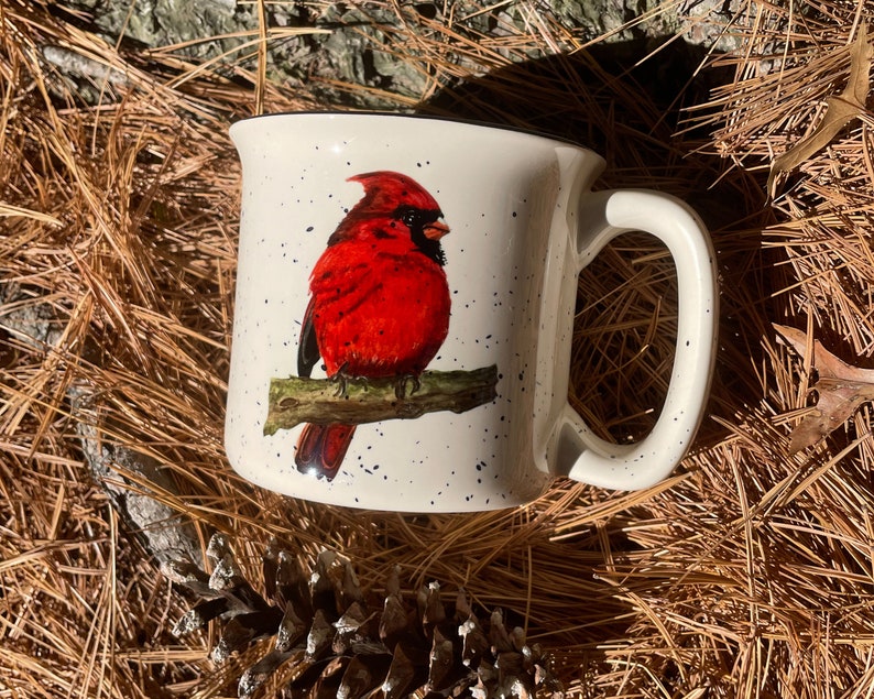 13 Oz Cardinal Speckled Ceramic Camping Mug | Cardinal Mug | Bird Gift ...