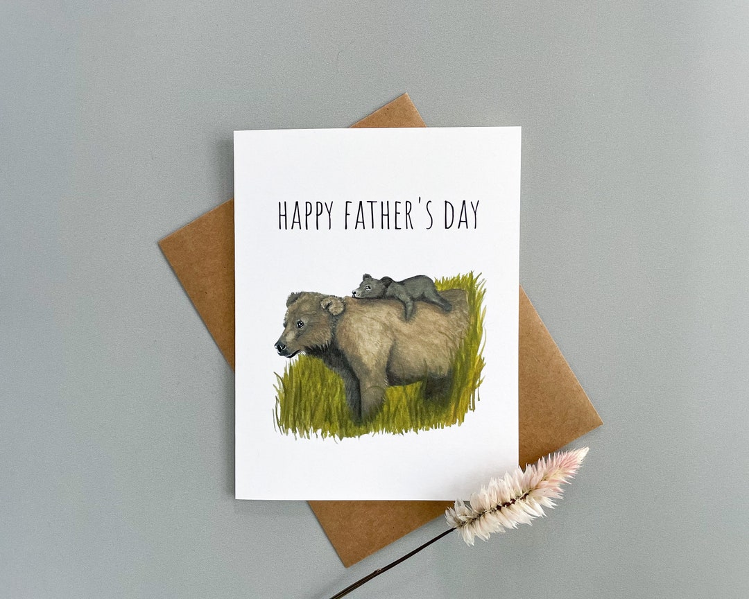 Papa Bear Father’s Day Card | Watercolor Bear and Cub Father’s Day Card ...