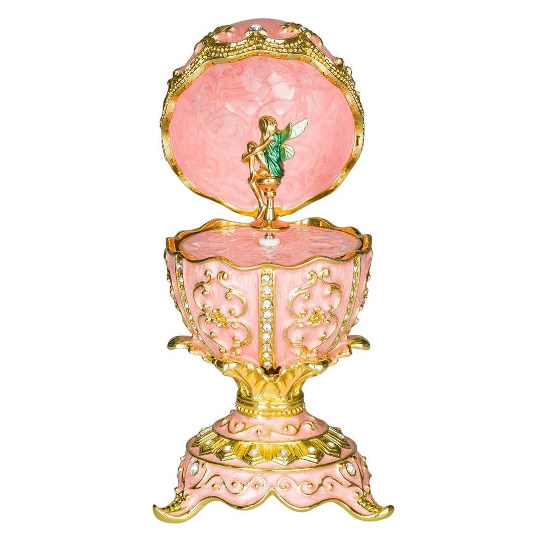 Faberge Style Egg Music Box With Fairy Figurine 5'' (12.5 Cm) Pink - Etsy