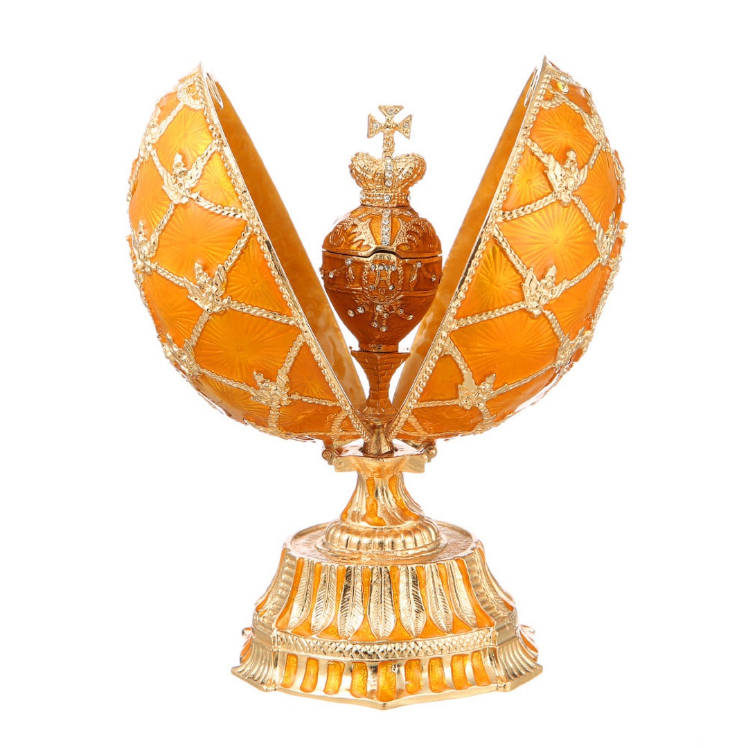 Faberge Style Egg With Imperial Crown and Clock 6'' (15 Cm) Yellow - Etsy