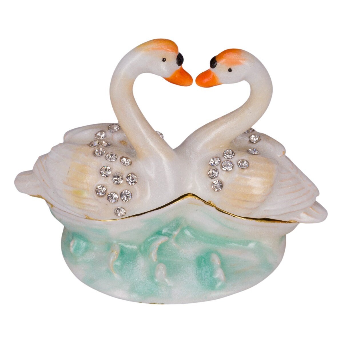 Faberge Style Egg Music Box Trinket Jewel Box With Two Swans 6.8'' (17 ...