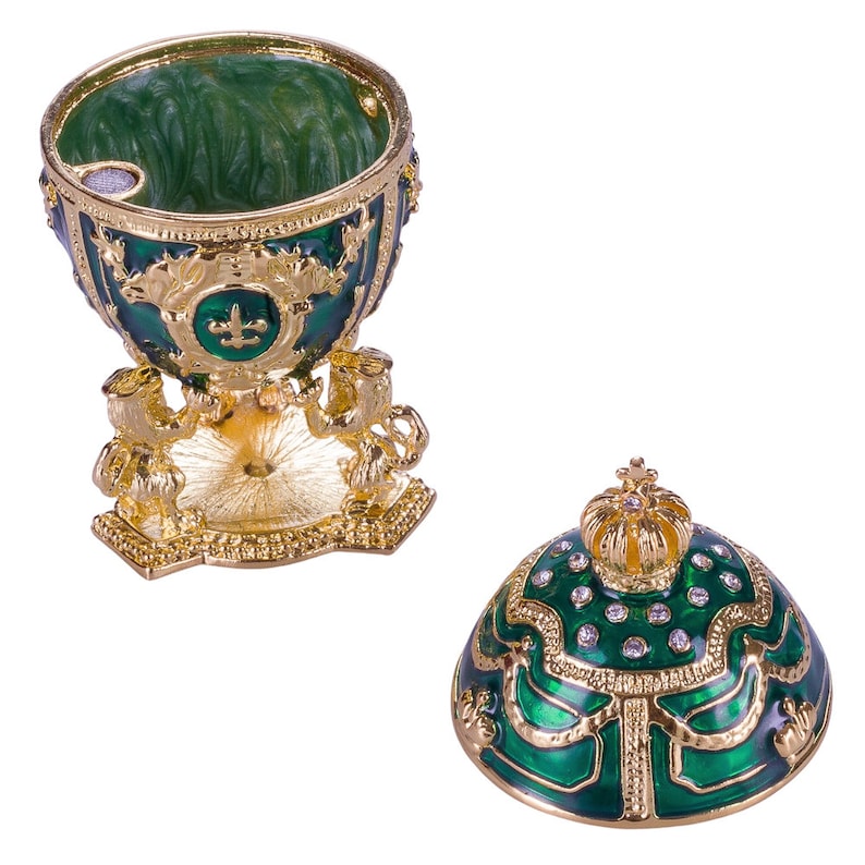 Faberge Style Egg / Trinket Jewel Box With Lions & - Etsy