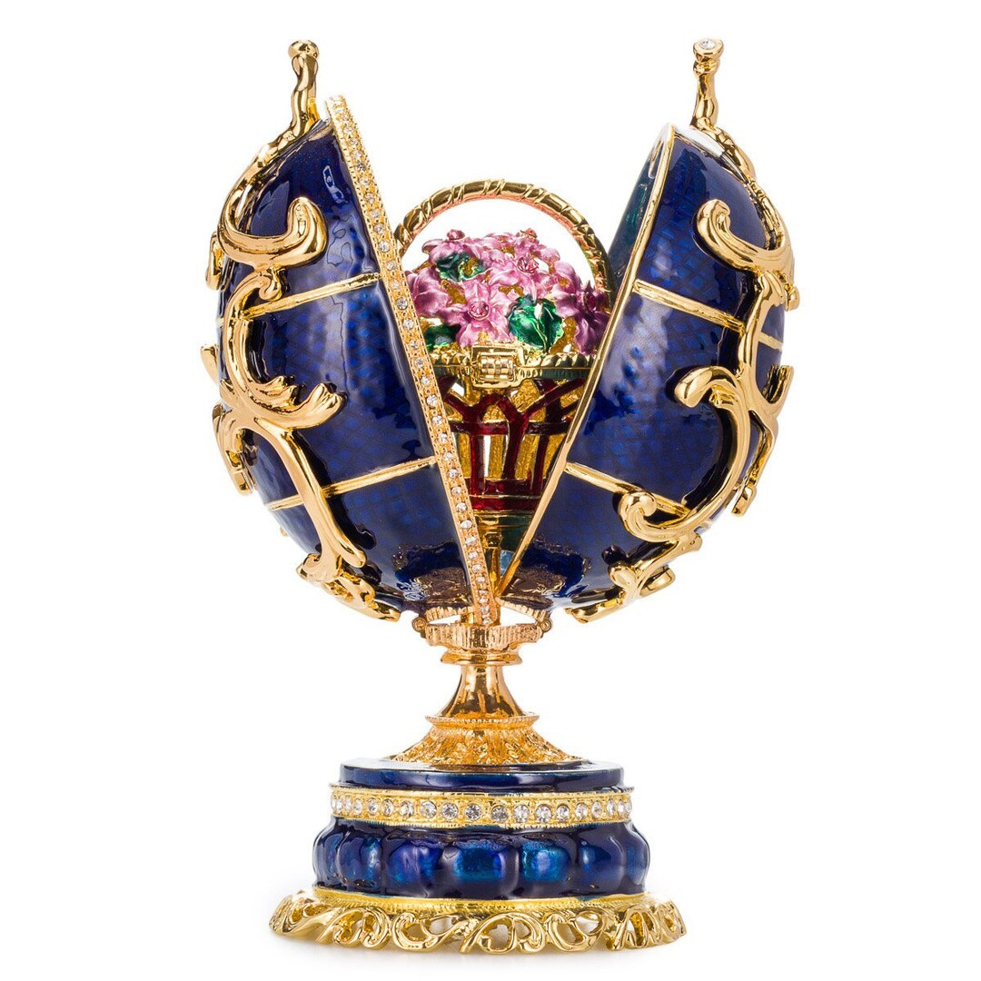 Faberge Style Spring Flowers Egg Music Box Trinket Jewel Box With ...