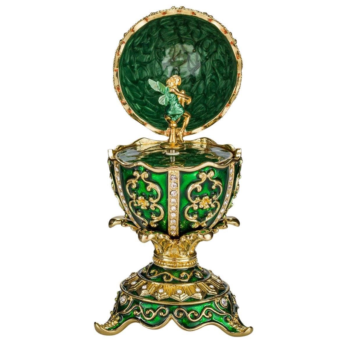 Faberge Style Egg Music Box With Fairy Figurine 5'' (12.5 Cm) Green - Etsy