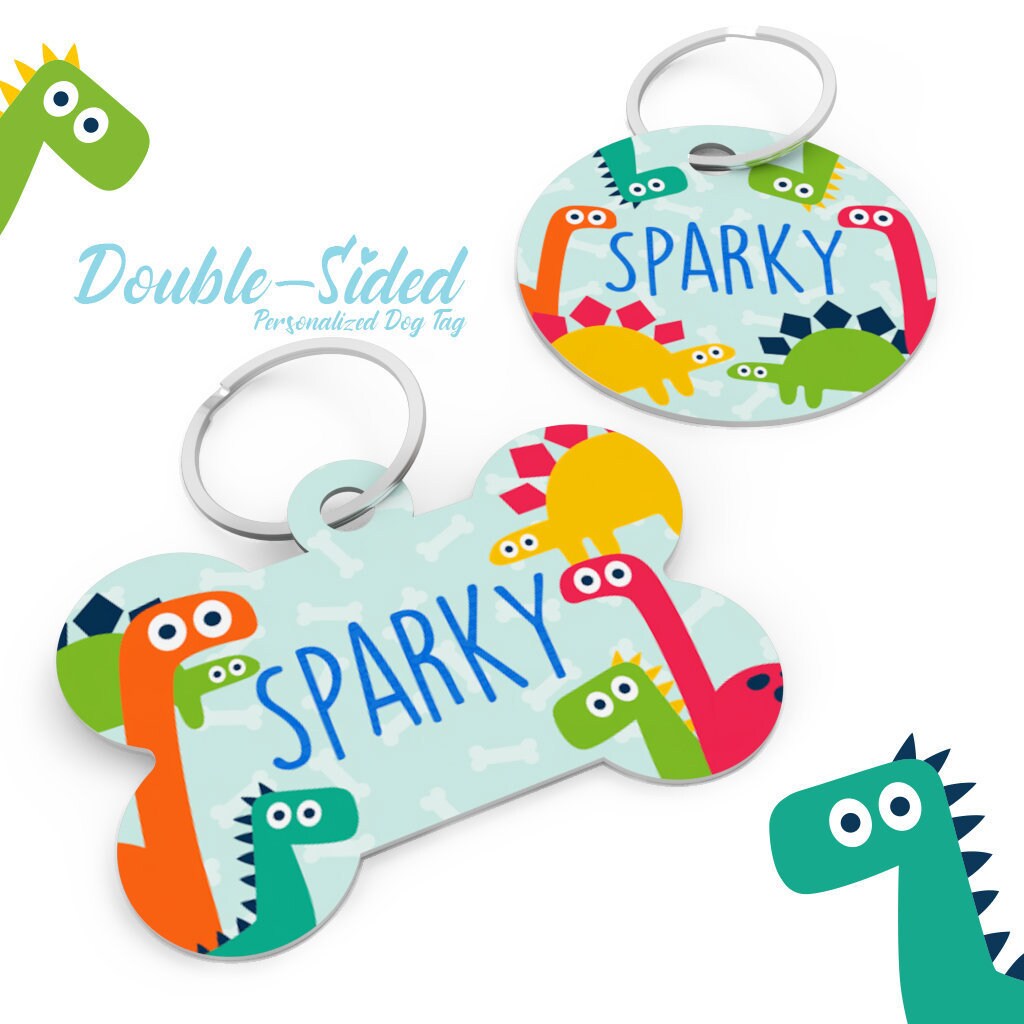 Dog Tag Dino Custom Pet Tag Personalized Dog Tag Dog ID | Etsy