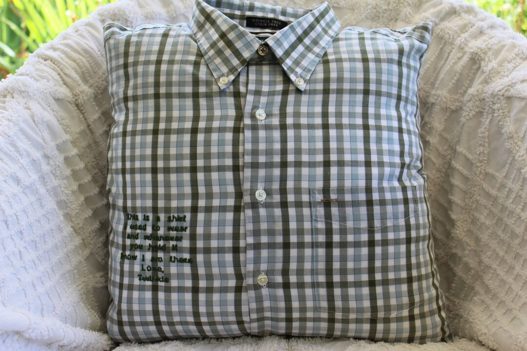Memory Pillow Pillow Made From Shirt Embroidery - Etsy