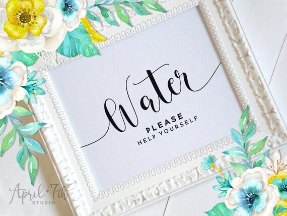Water sign please help yourself printable sign weddings | Etsy