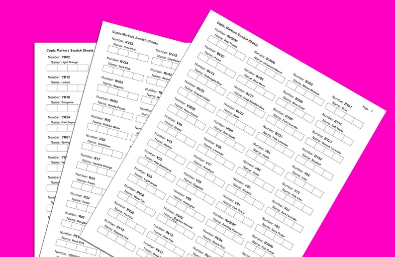 Copic Markers Swatch Sheets - Etsy