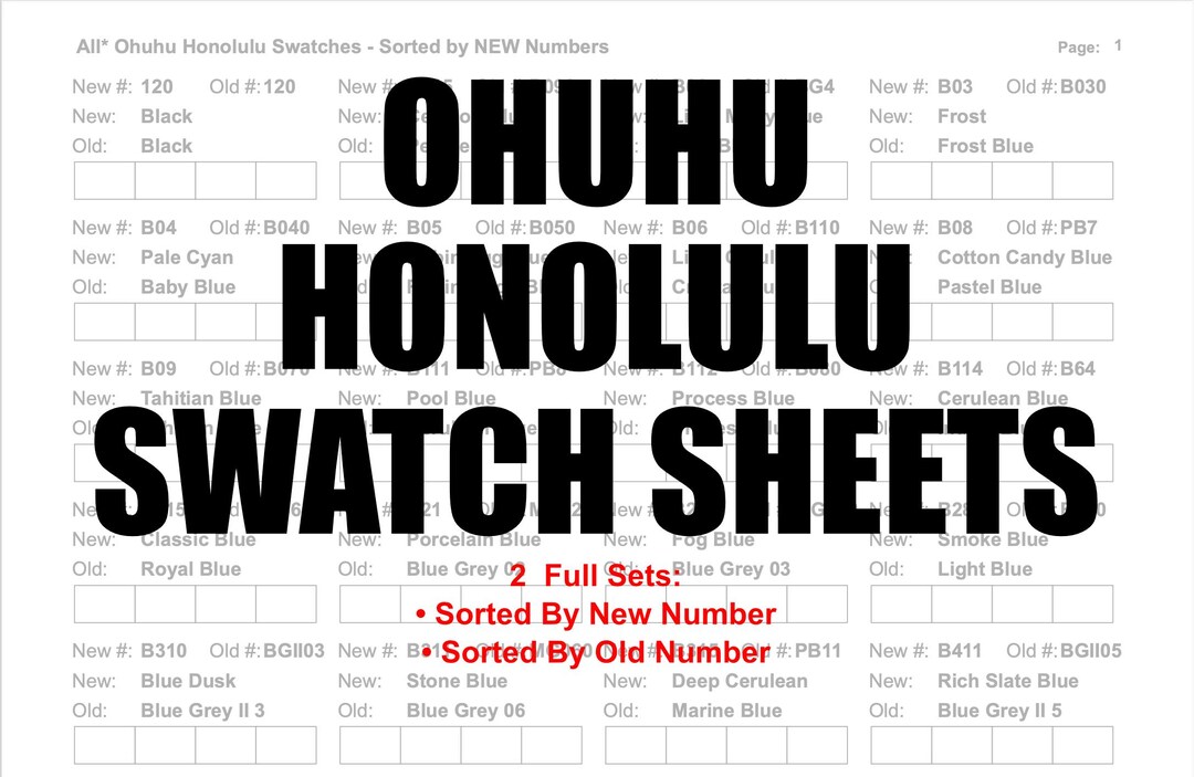 Ohuhu Honolulu Markers Swatch Sheets - ALL INFO! - Etsy