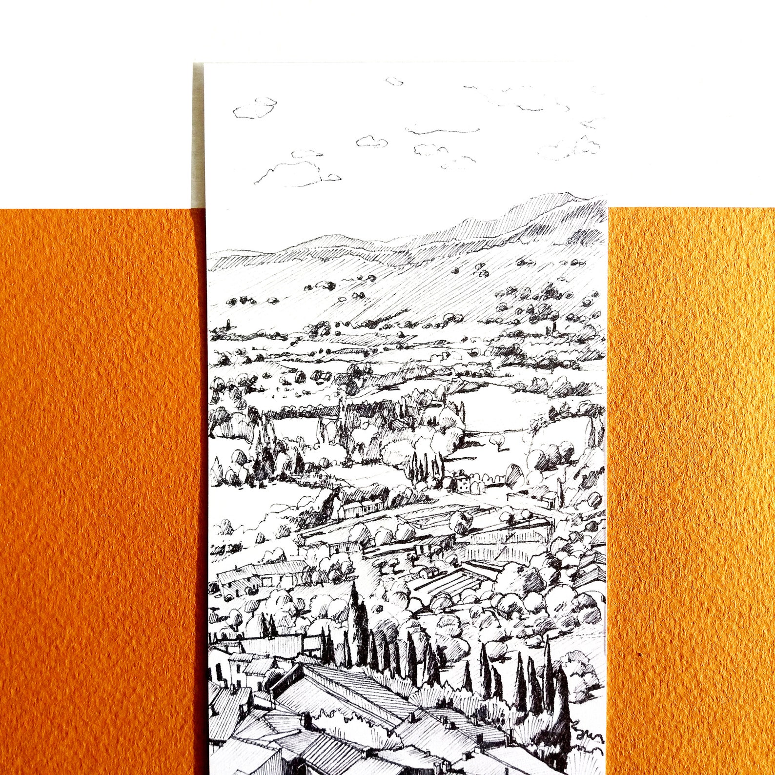 Faience, Provence Landscape Drawing, Map Postcard Fayence Illustration ...