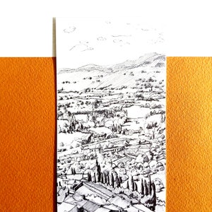 Faience, Provence Landscape Drawing, Map Postcard Fayence Illustration ...