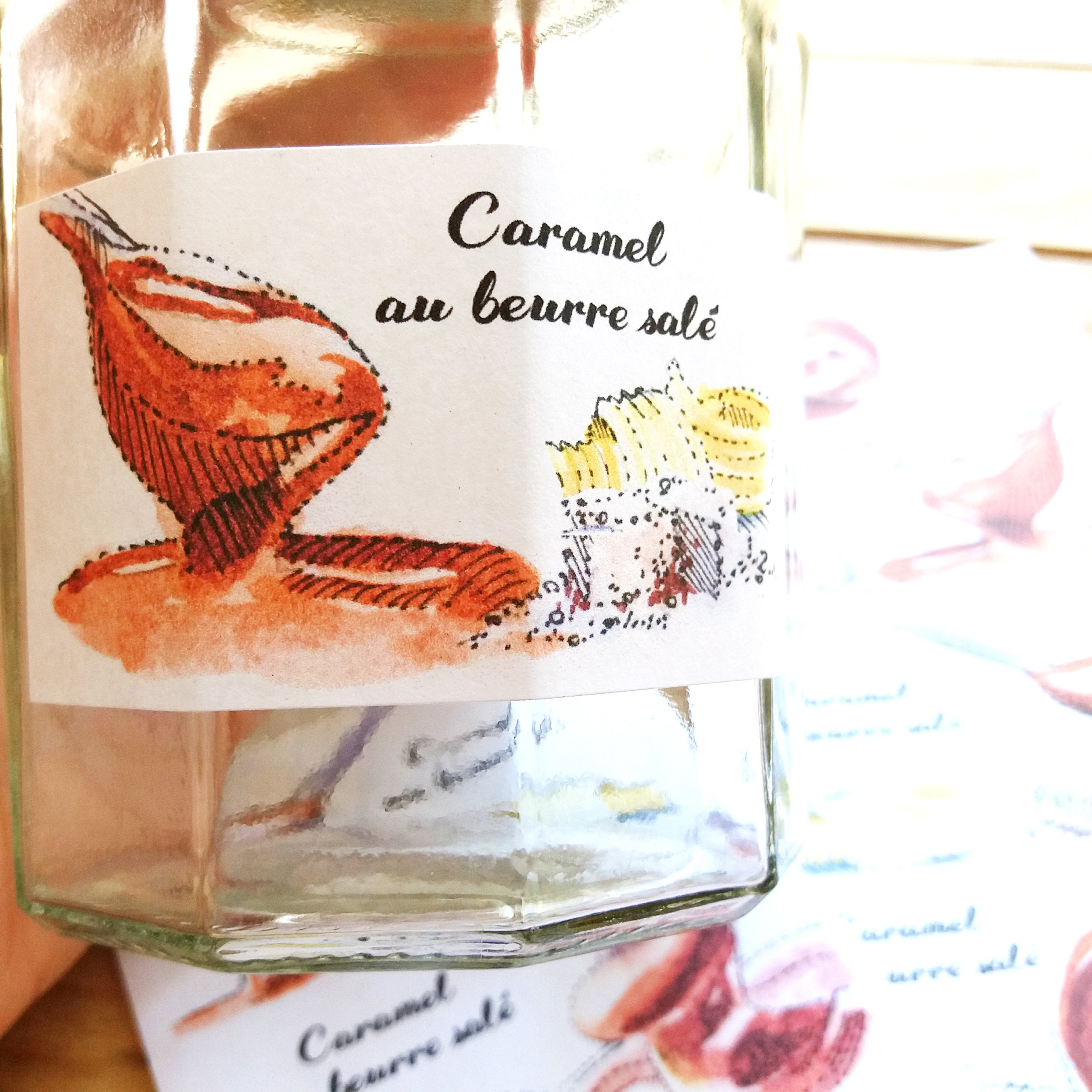 Etiquettes caramel au beurre salé, stickers fait main, autocollant ...