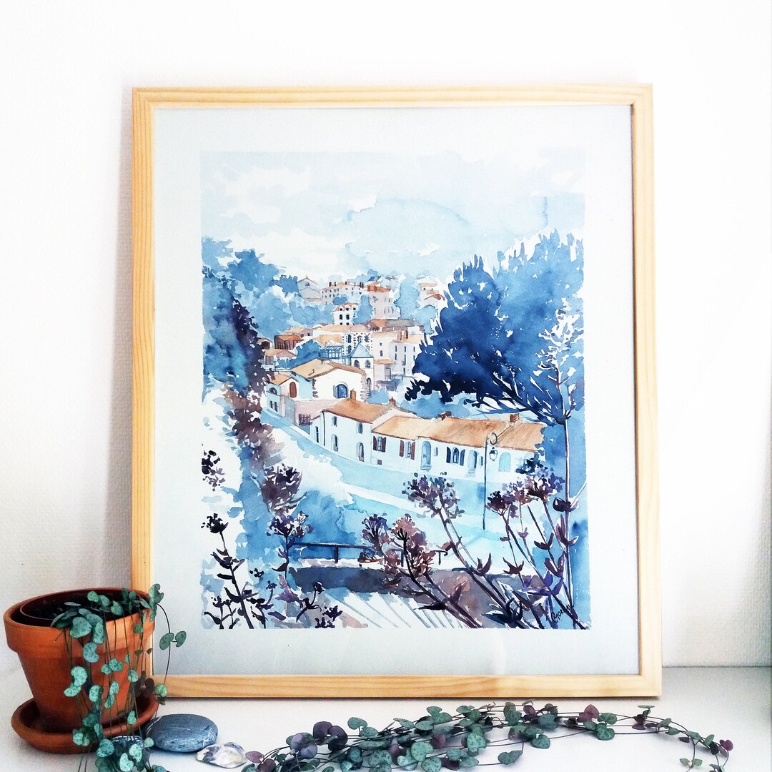 Watercolor Clisson, Painting of Clisson, Italian Architecture Village ...