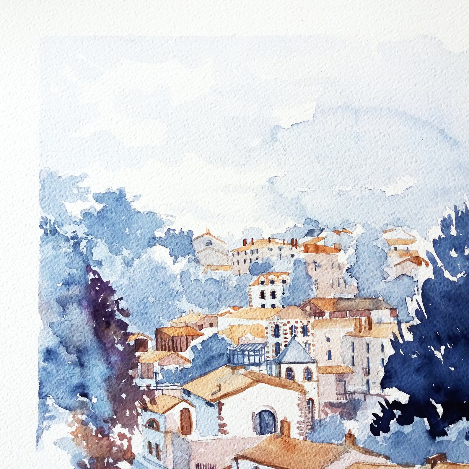 Watercolor Clisson Painting of Clisson Italian Architecture - Etsy