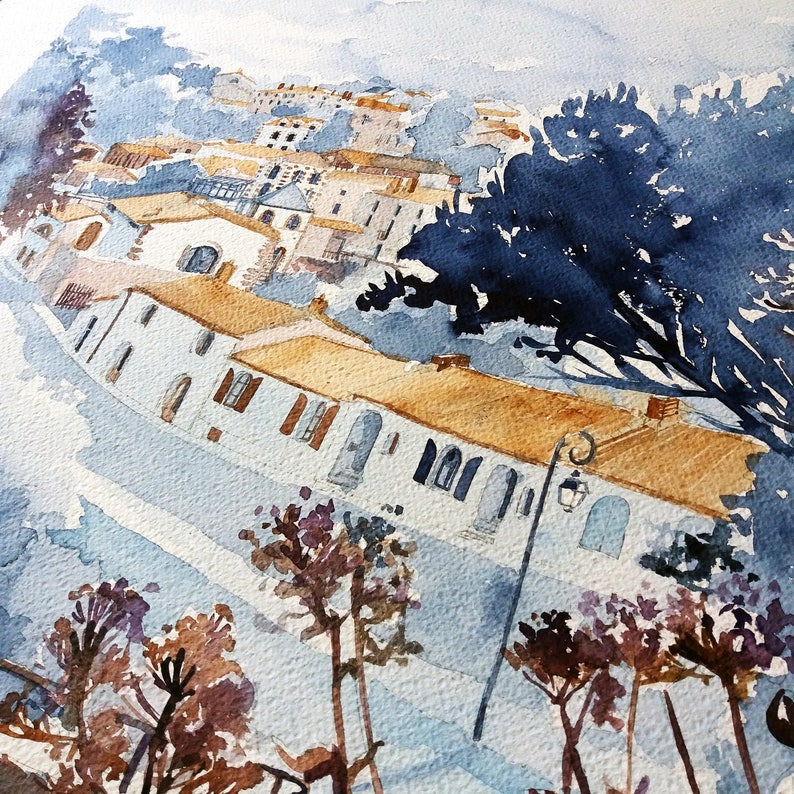 Watercolor Clisson Painting of Clisson Italian Architecture - Etsy