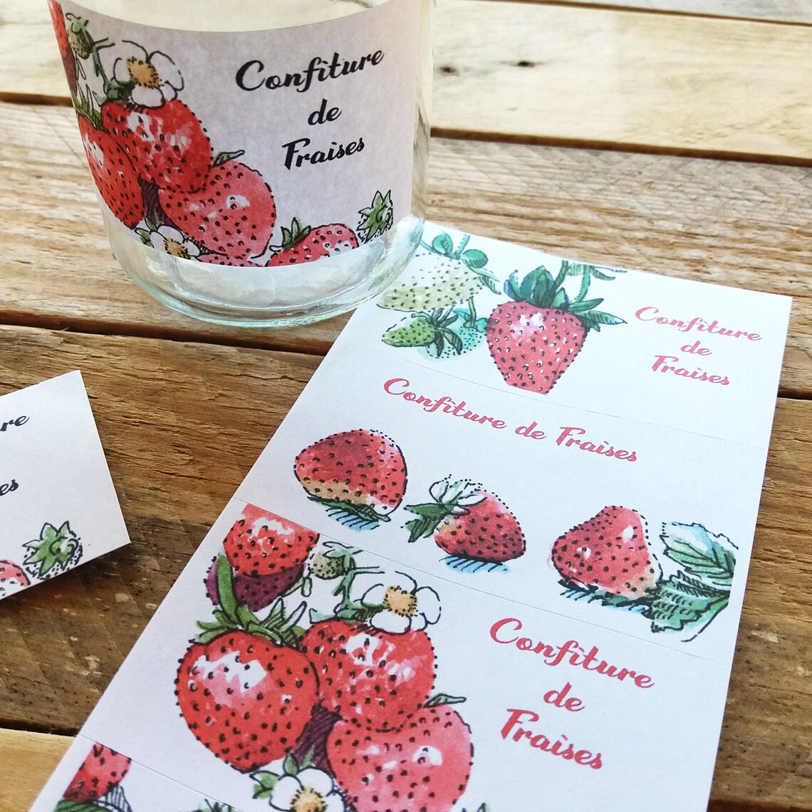 Etiquettes confiture fraise stickers fait main autocollant - Etsy France