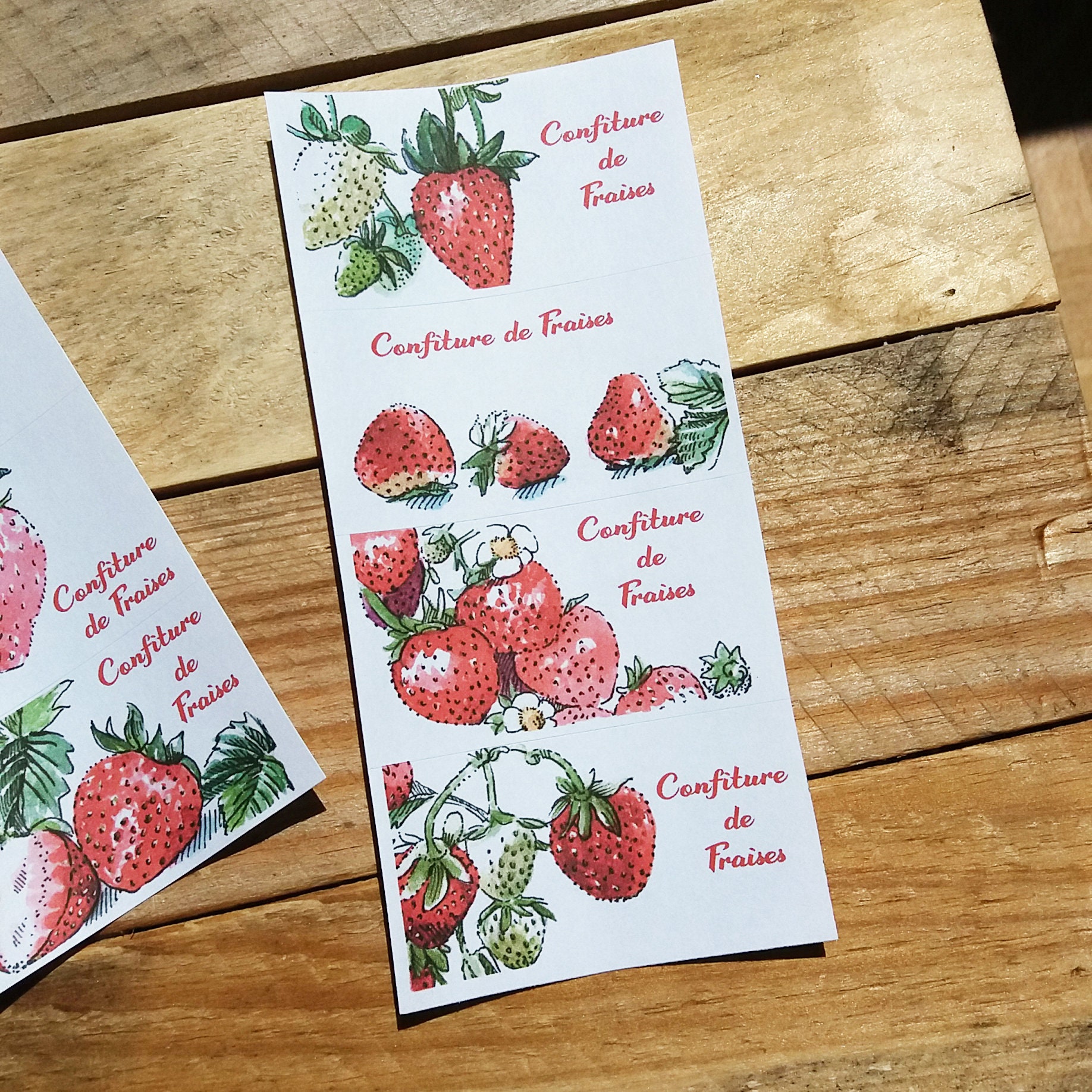 Etiquettes confiture fraise, stickers fait main, autocollant aquarelle ...