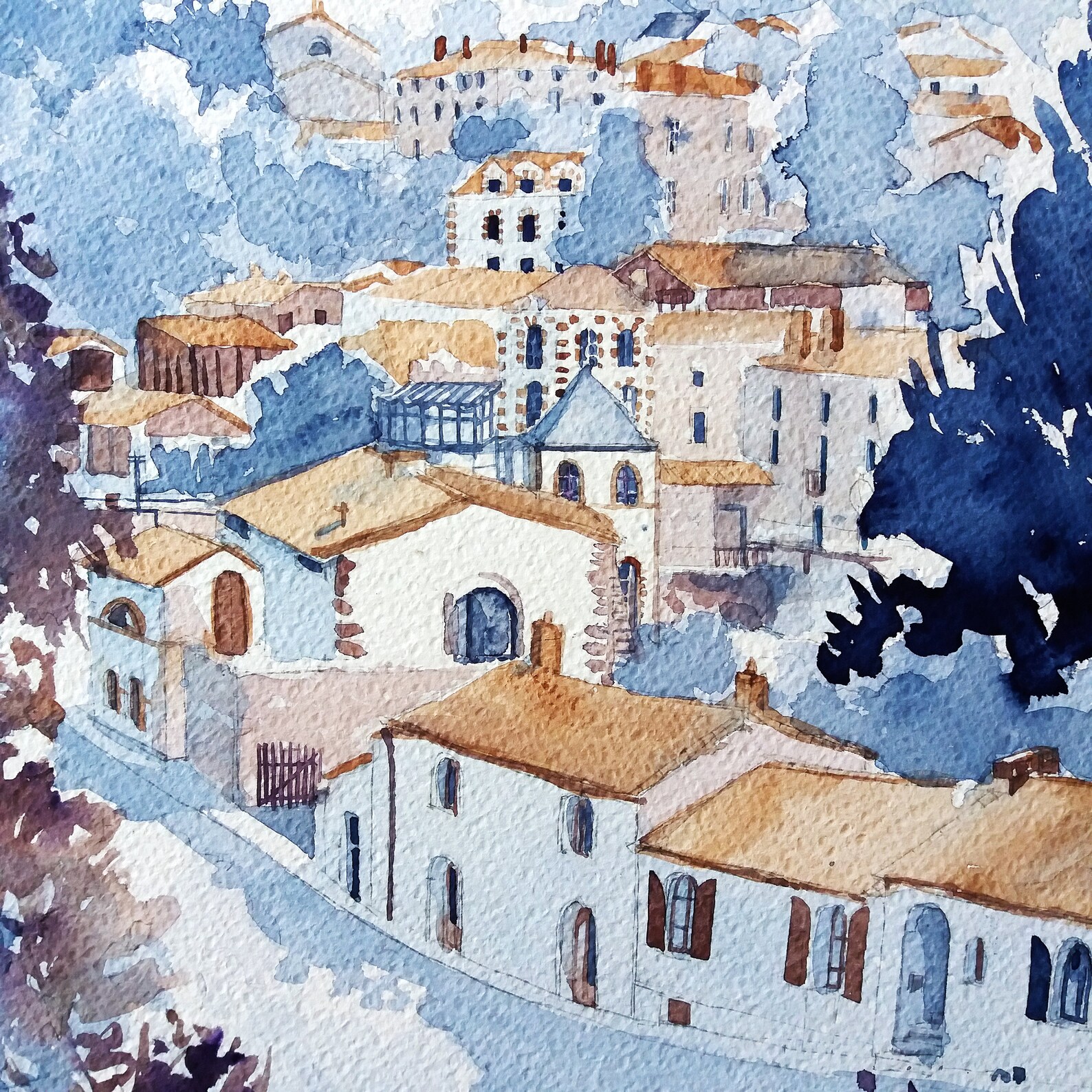 Watercolor Clisson Painting of Clisson Italian Architecture - Etsy