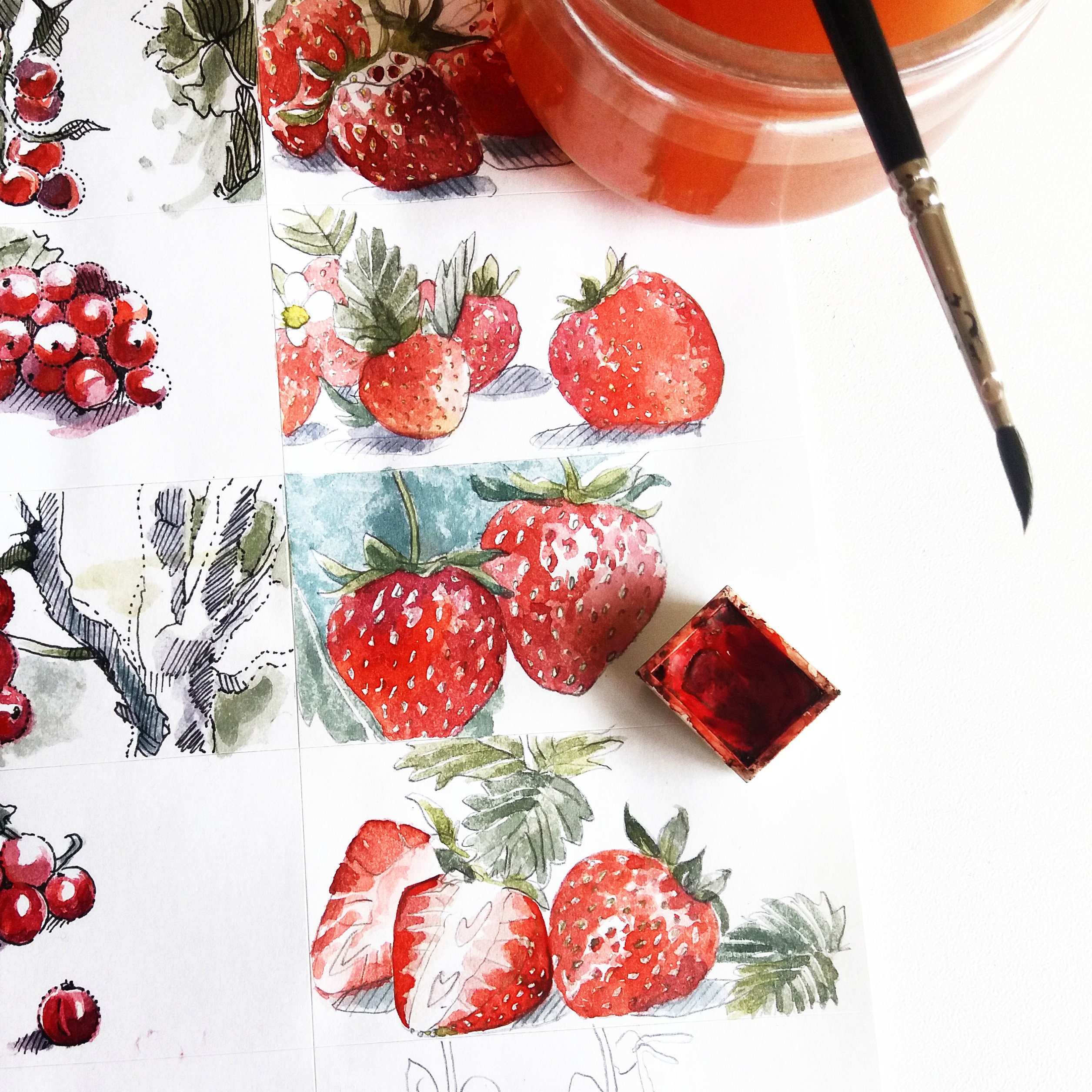 Etiquettes confiture fraise, stickers fait main, autocollant aquarelle ...