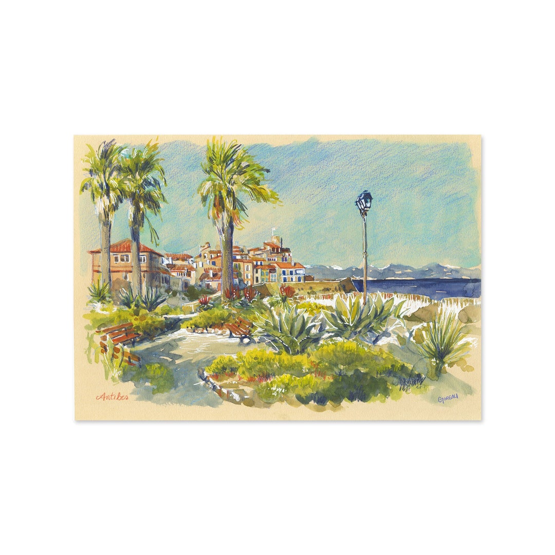 Drawing Antibes, Watercolor Illustration Colored Pencils, Urban ...