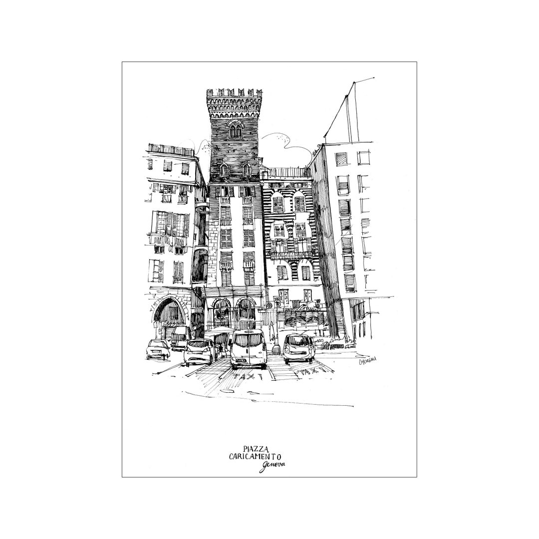 Dessin port de Gênes Croquis urbain Genova Caricamento - Etsy France