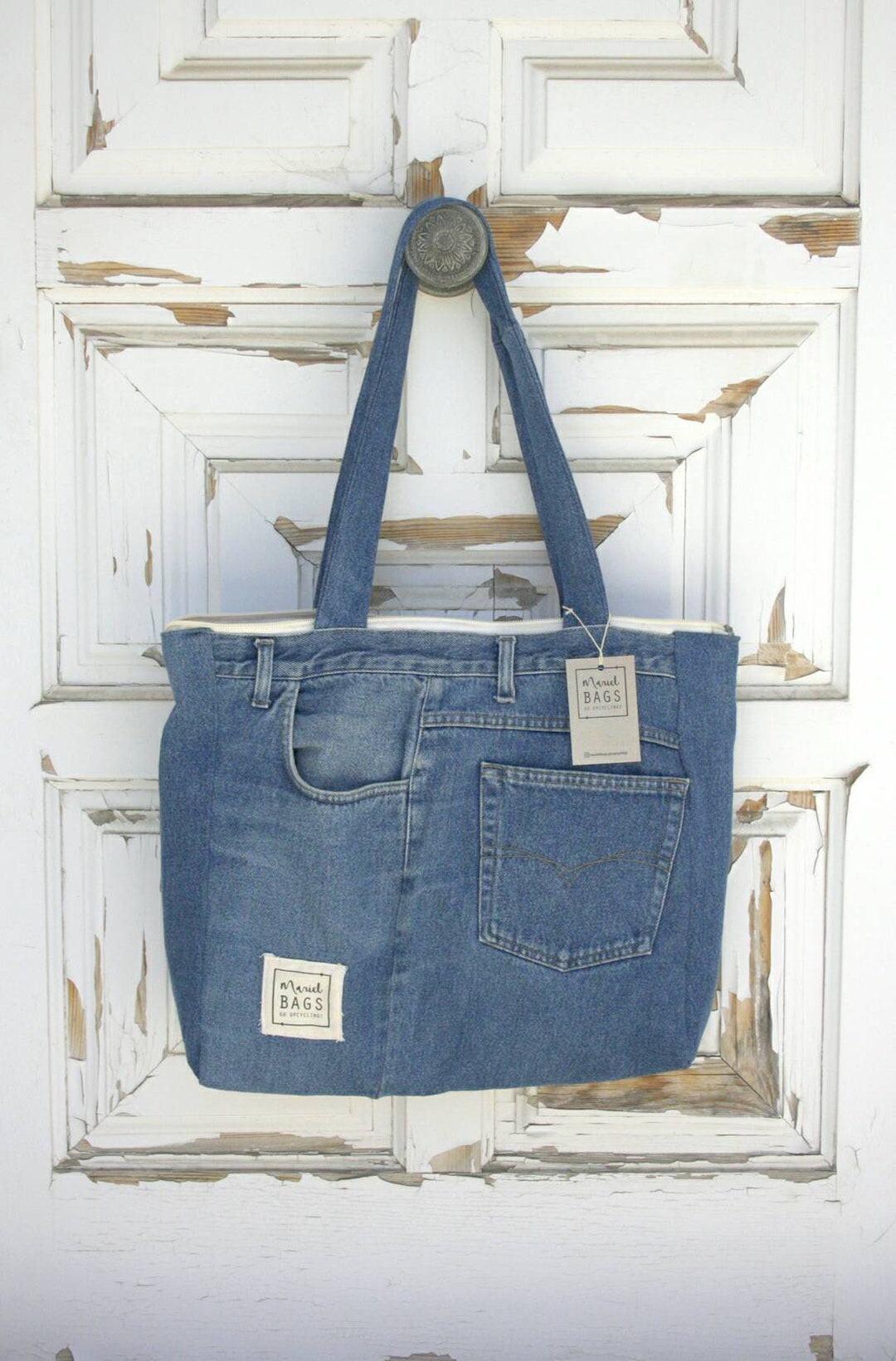Upcycle Hand Made Jean Bag Reusing Textile - Handmade Jeans Bag Reusing ...