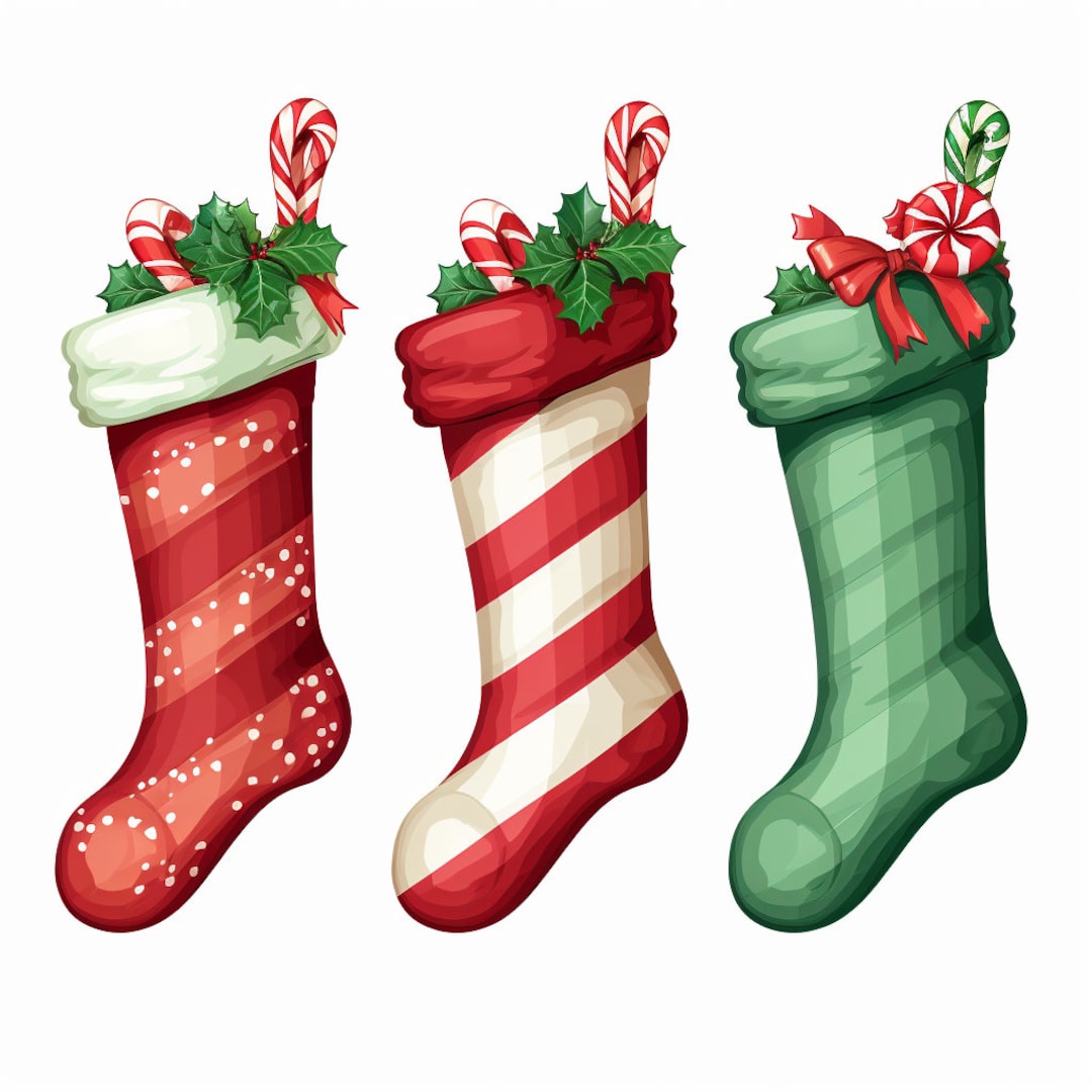 Christmas Stockings Clipart Bundle 1 | 300 Dpi High Quality ...