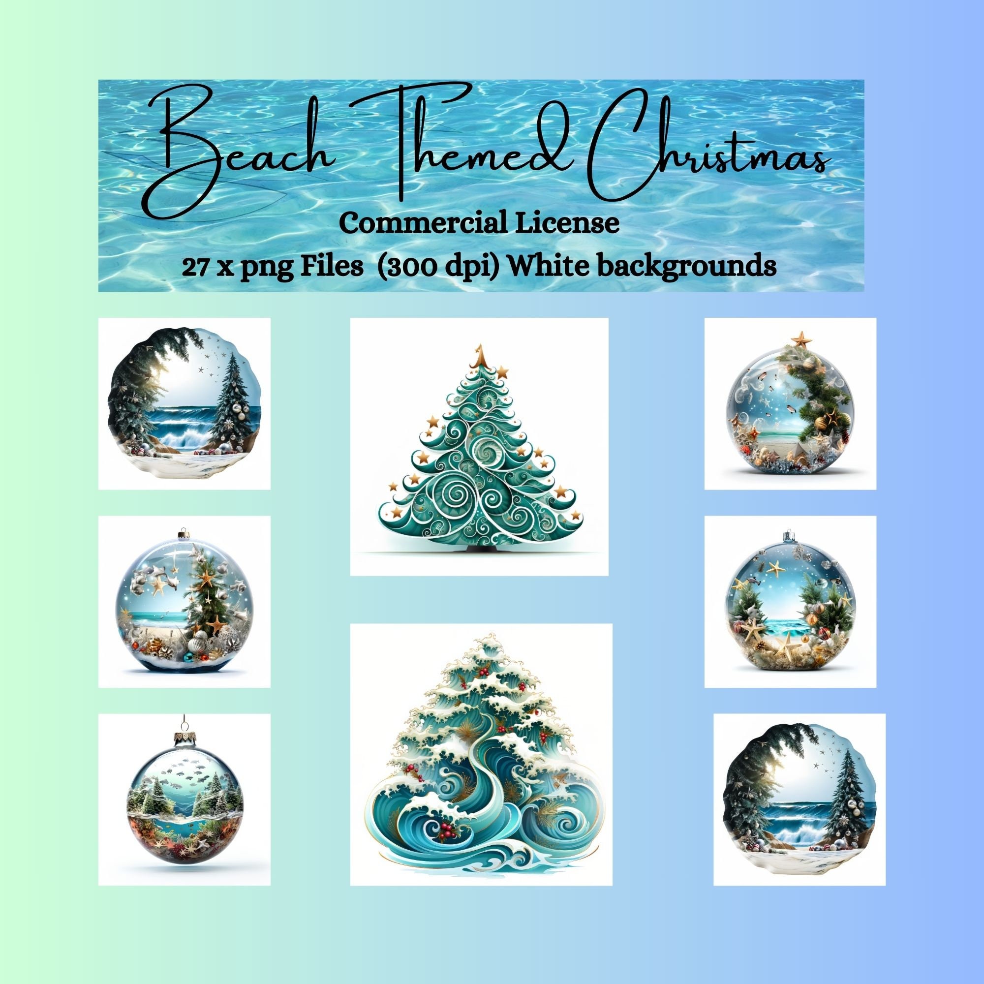 Christmas Beach Themed Clipart Bundle | 300 Dpi High Quality ...