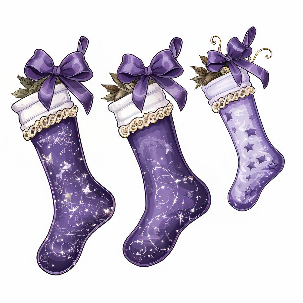 Christmas Stockings Clipart Bundle 4 300 Dpi High Quality Commercial ...