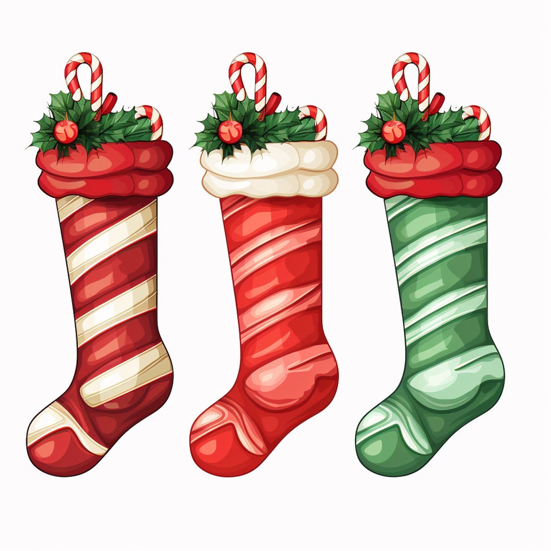 Christmas Stockings Clipart Bundle 6 | 300 Dpi High Quality ...