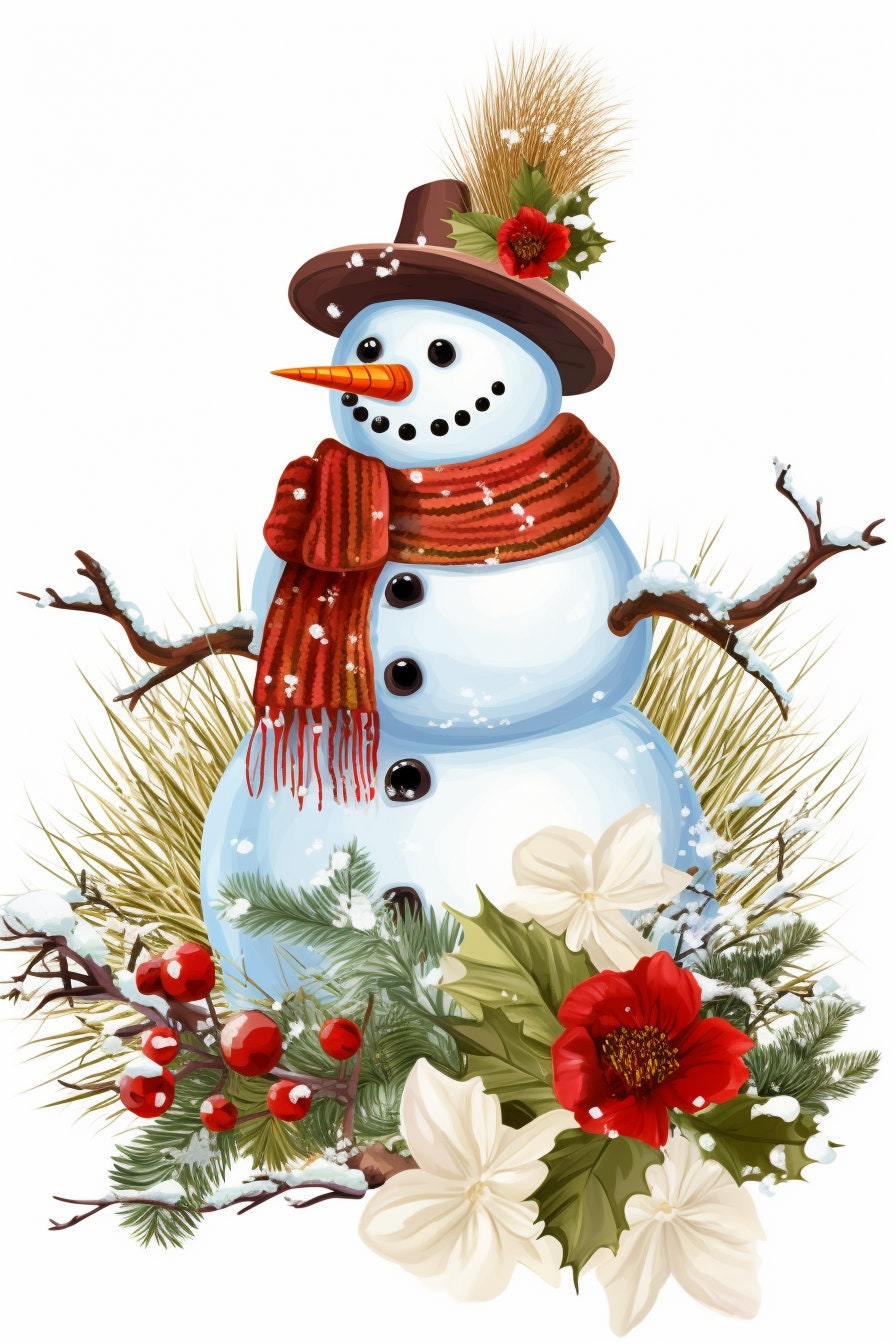 Christmas SNOWMAN Clipart Bundle 2 300 Dpi High Quality Commercial Use ...