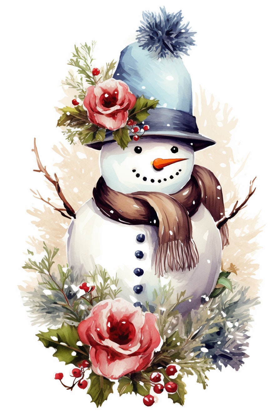 Christmas SNOWMAN Clipart Bundle 2 300 Dpi High Quality Commercial Use ...
