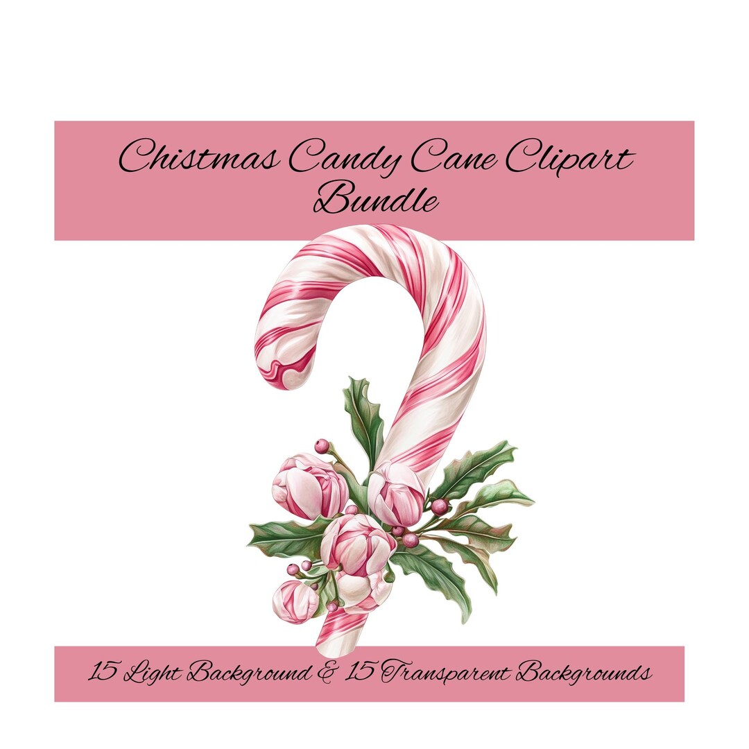 Christmas Candy Cane Clipart Bundle: Festive Holiday Greenery (digital ...