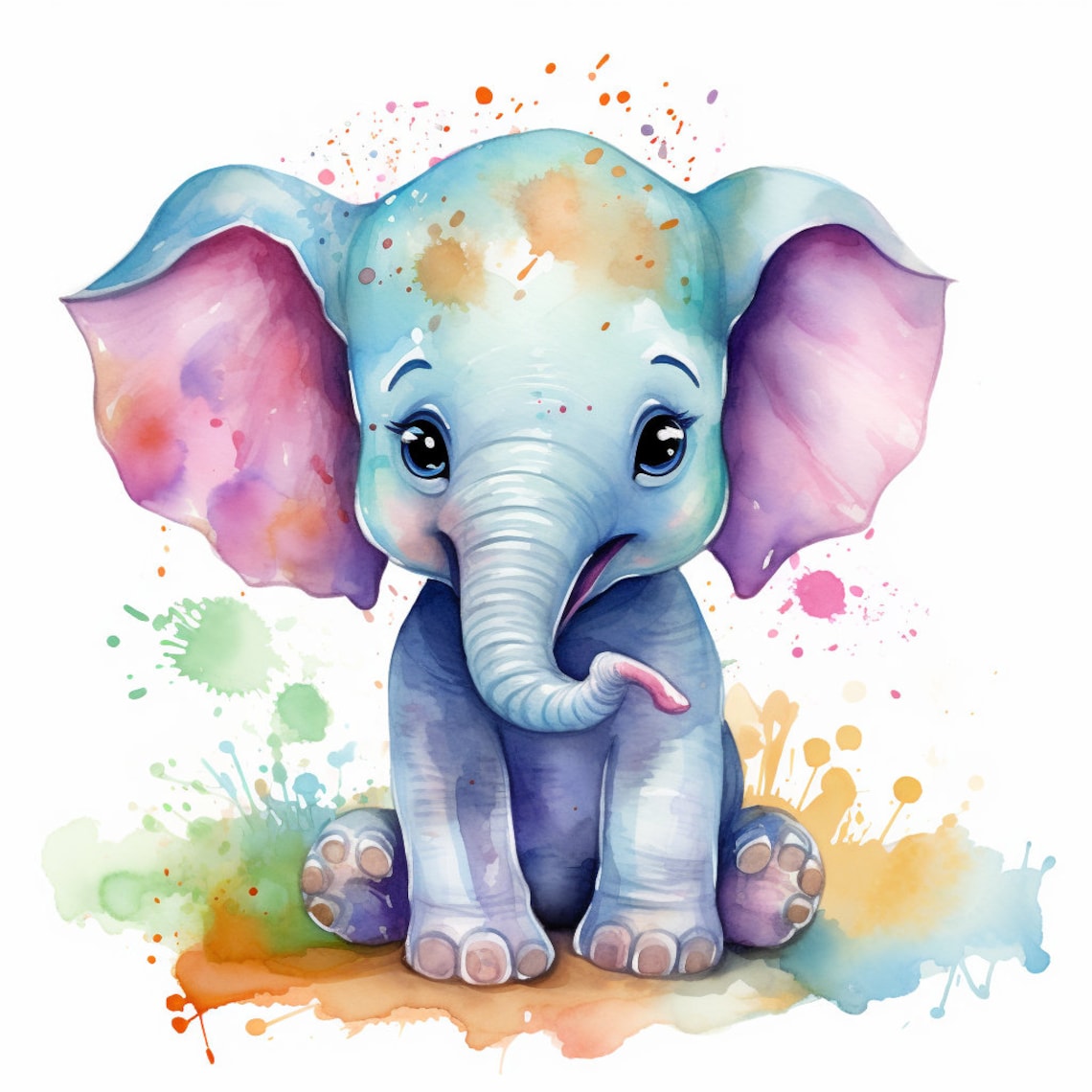 Adorably Cute Elephant Clipart Bundle PNG Digital Download Great for ...