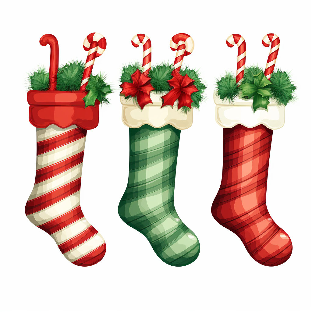 Christmas Stockings Clipart Bundle 6 300 Dpi High Quality Commercial ...